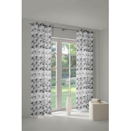 Vorhang WIRTH, B:132cm H:245cm, grau, Jacquard, Baumwolle, Polyester, Wohnzimmer, Gardinen, "Berlare"