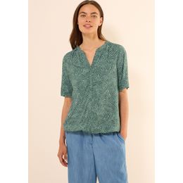 Cecil Damen Kurzarmbluse, gr&uuml;n, Gr. XS, bedruckt, Stoff, 100% Viskose, Blusen, mit Elastikbund