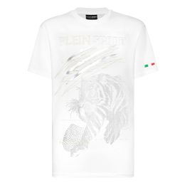 Plein Sport Herren T-Shirt "Tiger", wei&szlig;, Gr. L, Obermaterial: 100% Baumwolle, Shirts