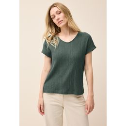 Cecil Damen V-Shirt, gr&uuml;n, Gr. XXL, Strukturmuster, Stoff, 64% Polyester, 34% Viskose, 2% Elasthan, Shirts, mit V-Ausschnitt