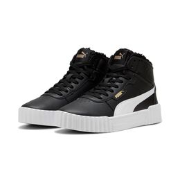 Puma M&auml;dchen Sneaker "CARINA 3.0 MID WTR JR", Gr. 39, schwarz-wei&szlig;, Leder, Schuhe