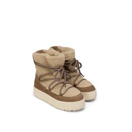 Marc O'Polo MARC O'POLO Damen Winterboots "PIA", Gr. 40taupe, hellbeige, Textil, Veloursleder, Schuhe, Plateauboots, Schn&uuml;rboots, Plateauboots mit Memory