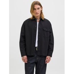 Jack & Jones JACK & JONES Herren Langarmhemd "JJEDOVER OVERSHIRT LS SN", schwarz, Gr. XS, unifarben, Web, Obermaterial: 100% Baumwolle, Hemden