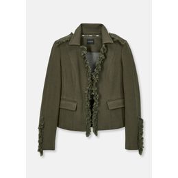 Madeleine Mode MADELEINE Damen Jackenblazer "Blazer Blazer mit Fransen", gr&uuml;n, Gr. 38, Obermaterial: 50% Wolle WO. 32% Baumwolle CO. 18% Polyester PES., Blazer