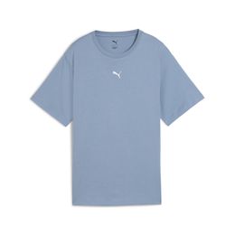 Puma Damen T-Shirt "ESS Relaxed T-Shirt Damen", blau, Gr. L, clean, Obermaterial: 100% Baumwolle; Kragen: 30% Polyester, 70% Baumwolle, Shirts