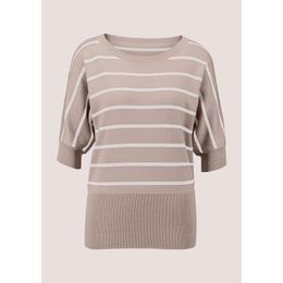 Madeleine Mode MADELEINE Damen Longpullover "Strickpullover Ringelpullover im maritimen Look"perlwei&szlig;, cappuccino, Gr. 48, Obermaterial: 100% Baumwolle CO., Pullover