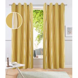 Vorhang OTTO HOME, B:130cm H:145cm, gelb, Polyester, Polyester, Gardinen, "Dimona Blackout"