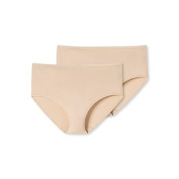 Schiesser Damen Slip "Slip 2er Pack", Gr. M, beige, Obermaterial: 95% Baumwolle CO. 5% Elasthan EL., Unterhosen