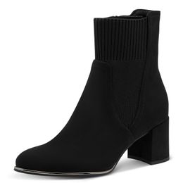 Marco Tozzi Damen Stiefelette, Gr. 37, schwarz, Lederimitat, Textil, Schuhe, mit goldenem Detail an der Laufsohle