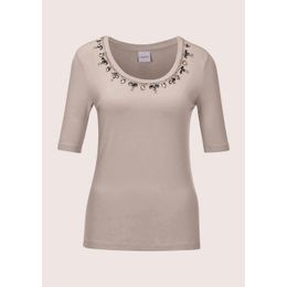Madeleine Mode MADELEINE Damen Kurzarmshirt "Shirt Shirt"cappuccino, Gr. 46, Obermaterial: 95% Viskose CV. 5% Elasthan EL., Shirts
