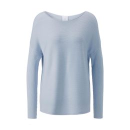 Madeleine Mode MADELEINE Damen Longpullover "Pullover Quergerippter Strick-Pullover mit langen &Auml;rmeln", blau, Gr. 36, Obermaterial: 56% Viskose CV. 44% Polyamid