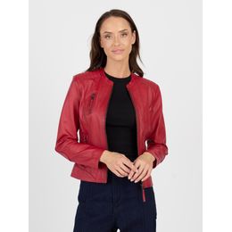 JCC Damen Bikerjacke "12530", rot, Gr. 38, Obermaterial: 100% Leder Lamm. Futter: 100% Polyester, Jacken