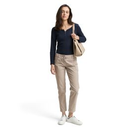 Tom Tailor Damen Cordhose, beige, Gr. 42, unifarben, Cord, Obermaterial: 99% Baumwolle, 1% Elasthan. Futter: 100% Baumwolle, Hosen, im Five-Pocket