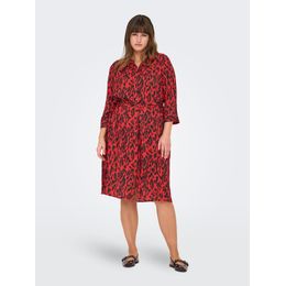 Only CARMAKOMA Damen Blusenkleid "CARHARMONY LIFE 3/4 BLK DRESS AOP BS", rot, Gr. 42, bedruckt, Web, Obermaterial: 100% Viskose, Kleider, Sommerkleid