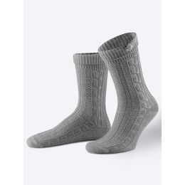 Damen Trachtensocken, Gr. 2, grau, 80% Baumwolle, 18% Polyester, 2% Elasthan, Socken