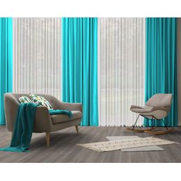 Vorhang WIRTH, B:142cm H:225cm, blau, Jacquard, Polyester, Wohnzimmer, Gardinen, "Dim out"