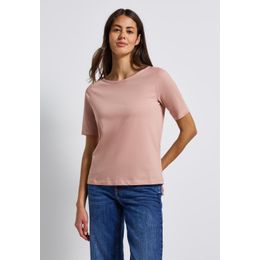 Street One Damen T-Shirt, rosa, Gr. 46, unifarben, Web, 100% Baumwolle, Shirts, aus reiner Baumwolle