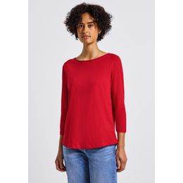Street One Damen T-Shirt, rot, Gr. 44, unifarben, Web, 100% Baumwolle, Shirts, aus reiner Baumwolle