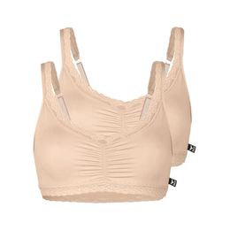 like it! LIKE IT Damen Soft-BH "2er Pack Soft BH Olivia", Gr. S, beige, Stoff, Obermaterial: 92% Polyamid PA. 8% Elasthan EL., BHs