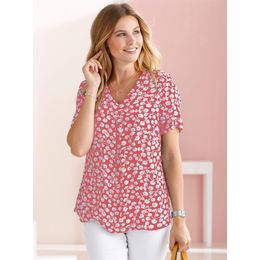 Classic Basics Damen Schlupfbluse, rosa, Gr. 44, gebl&uuml;mt, gemustert, 100% Viskose, Blusen