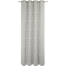 Vorhang Adam, B:145cm H:175cm, grau, Jacquard, Baumwolle (Bio-Baumwolle), Wohnzimmer, Gardinen, "Flower Cuv&eacute;e Light", aus 100% Bio-Baumwolle, Made in