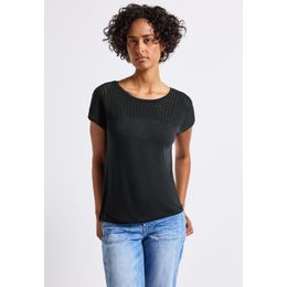 Street One Damen T-Shirt, gr&uuml;n, Gr. 36, unifarben, Stoff, 95% Viskose, 5% Elasthan, Shirts, aus elastischem Materialmix