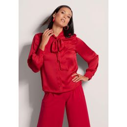 Madeleine Mode MADELEINE Damen Langarmbluse "Bluse Satinbluse mit Schluppe", rot, Modern, Gr. 36, Obermaterial: 100% Polyester PES., Blusen