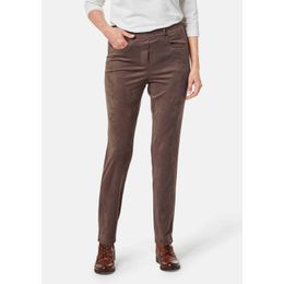 GOLDNER Damen 2-in-1-Hose "Bi-elastische Hose in superweichem Veloursleder-Look", beige, Gr. 46, Obermaterial: 90% Polyester PES. 10% Elasthan EL.,
