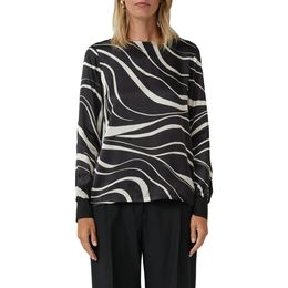 Damen Langarmshirt, schwarz, Gr. 40, s.Oliver BLACK LABEL, bedruckt, Web, Obermaterial: 100% Viskose, Shirts, mit All-Over Print