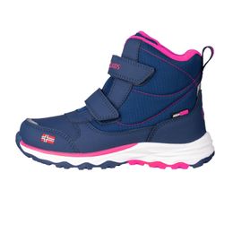 Trollkids Mädchen Winterstiefel "KIDS HAFJELL WINTER BOOTS", Gr. 32, blau, Synthetik, mehrfarbig, Schuhe, wasserdicht, Klettverschluss,