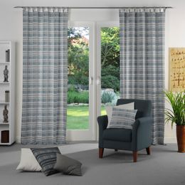 Vorhang WIRTH, B:132cm H:245cm, blau, Jacquard, Baumwolle, Polyester, Wohnzimmer, Gardinen, "Laufenberg"