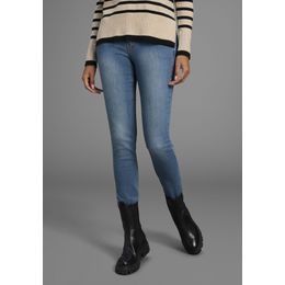 Arizona Damen Slim-fit-Jeans "Bund mit seitlichem Gummizugeinsatz", blau, Basic, Gr. 76, Denim/Jeans, Obermaterial: 98% Baumwolle, 2% Elasthan,