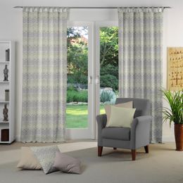 Vorhang WIRTH, B:132cm H:145cm, gr&uuml;n, Jacquard, Baumwolle, Polyester, Wohnzimmer, Gardinen, "Benewitz"