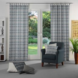 Vorhang WIRTH, B:132cm H:225cm, blau, Jacquard, Baumwolle, Polyester, Wohnzimmer, Gardinen, "Laufenberg"