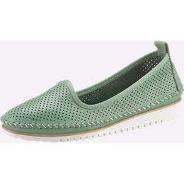 Heine Damen Slipper, Gr. 37, gr&uuml;n, Leder, Schuhe