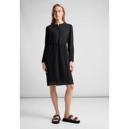 Street One Damen Blusenkleid, schwarz, Gr. 42, unifarben, Stoff, 100% Polyester, Kleider, mit Knopfleiste