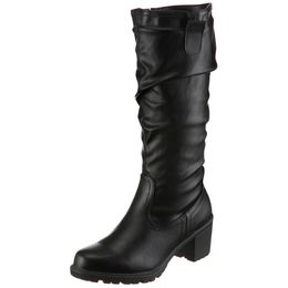 ANISTON SHOES Damen Stiefel, Gr. 39, schwarz, Lederimitat, Schuhe, mit slouchy Schaft mit Raffungen - NEUE KOLLEKTION