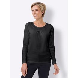Classic Basics Damen Rundhalsshirt "Rundhals-Shirt", schwarz, Gr. 42, unifarben, 100% Baumwolle, Shirts