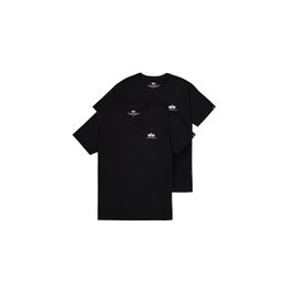 Herren T-Shirt "Basic T-Shirt SL 2 Pack", schwarz, Gr. XS, Alpha Industries, Obermaterial: 100% Baumwolle, Shirts