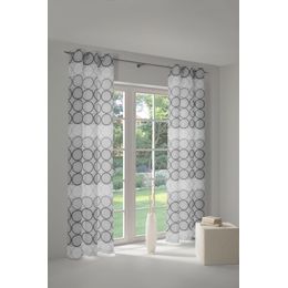 Vorhang WIRTH, B:132cm H:175cm, grau, Jacquard, Baumwolle, Polyester, Wohnzimmer, Gardinen, "Zirbello"