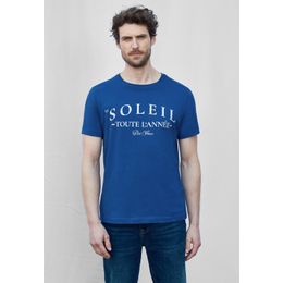 Street One MEN Herren T-Shirt, blau, Gr. S, unifarben, Web, 100% Baumwolle, Shirts, aus reiner Baumwolle