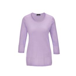 GOLDNER Damen 3/4 Arm-Pullover "Kurzgr&ouml;&szlig;e Ajour-Pullover mit Durchbr&uuml;chen", lila, Gr. 22, Obermaterial: 100% Polyacryl PAN., Pullover