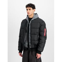 Herren Steppjacke "MA-1 Logo Puffer", schwarz, Gr. S, Alpha Industries, unifarben, Web, Obermaterial: 100% Polyester, Jacken