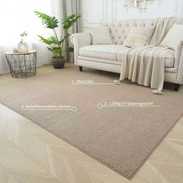 Teppich s.Oliver, B:60cm H:10mm L:90cm, beige, Kunstfaser, Wohnzimmer, Teppiche, "Lenni", Uni-Farben, kurzflor, waschbar, Wohnzimmer, Schlafzimmer