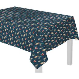 Tischdecke Adam, B:220cm L:130cm, blau, Bio-Baumwolle, Tischdecken, "Space", aus 100% Bio-Baumwolle