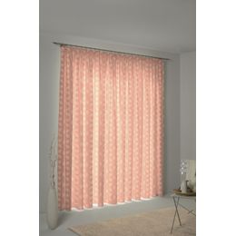 Vorhang Adam, B:145cm H:225cm, orange, Jacquard, Baumwolle (Bio-Baumwolle), Wohnzimmer, Gardinen, "Retro Floret", aus 100% Bio-Baumwolle