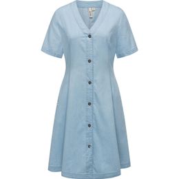 Ragwear Damen Sommerkleid "Kveeda Denim", blau, Gr. M, Material: 60% Baumwolle, 40% Viskose, Kleider, Sommerliches Minikleid mit Schleife am Rücken