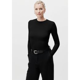 LEGER Damen Longsleeve "Cinzia, LeGer by Lena Gercke", schwarz, Gr. 44, unifarben, Jersey, Obermaterial: 95% Viskose, 5% Elasthan, Shirts, Rundhals,
