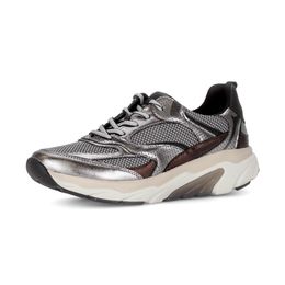 Damen Keilsneaker, Gabor Rollingsoft, Gr. 39, silber, Kalbsleder, Textil, metallic, Schuhe, Freizeitschuh, Halbschuh, Schn&uuml;rschuh mit herausnehmbarem