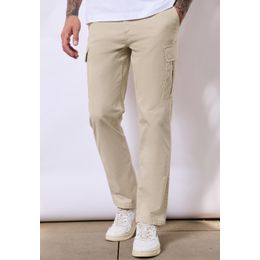 Street One MEN Herren Cargohose, beige, Gr. 33, unifarben, Web, 98% Baumwolle, 2% Elasthan, Hosen, Middle Waist